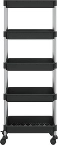 Kuchyňský vozík s 5 patry černý 42x29x128 cm železo a ABS 336331