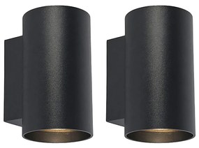 Sada 2 moderních nástěnných svítidel černé kulaté - Sandy
