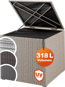Zahradní úložný box umělý ratan 318L krémová s vnitřní obložení odolné vůči počasí