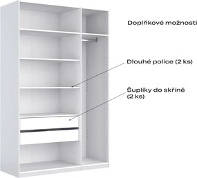 Skříň 3D (se zrcadlem), série N, bílý lesk Luiza