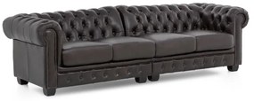 furniture-nabytek.cz - Pohovka Chesterfield 4místná z pravé kůže, hnědá – 268×100×72 cm