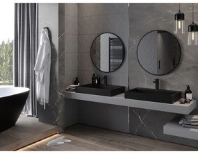 Mexen Loft, kulaté koupelnové zrcadlo 75 cm, barva rámu černá matná, 9850-075-075-000-70