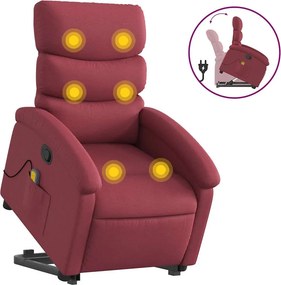 Zvedací masážní polohovací křeslo vínové textil 3203993