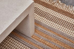 Diamond Carpets India, Ručně vázaný kusový koberec Houndstooth DESP HL89 Beige Mix, 80x150, béžová, hnědá, ložnice
