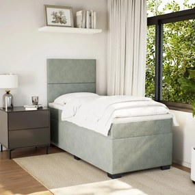 Box spring postel s matrací světle šedá 100x200 cm samet 3290828