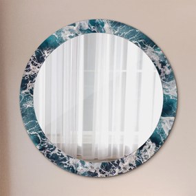 Kulaté zrcadlo tištěný rám Turbulentní moře fi 80 cm