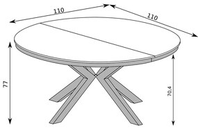 FONTI | jídelní rozkládací stůl F-10 | 110-150 cm | dub karamel | černá kovová podnož