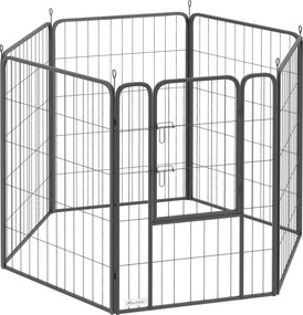 Ohrádka pro psy se 6 panely, robustní, s bezpečnými dvířky, pro vnitřní i venkovní použití, na zahradu, do kempu, výška 100 cm