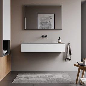 Základní umyvadlová skříňka ARCTIC 1200Bílý soft-touch s umyvadlem z litého minerálu – 1 zásuvka