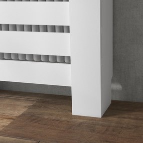 HOMCOM Kryt na radiátor, Radiátorová skříň, Horizontální mřížka, se zásuvkou, pro obývací pokoj, ložnici, chodbu, Dřevo, 78 x 19 x 95,5 cm, Bílá