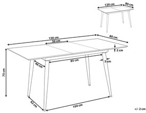 Rozkládací jídelní stůl 120/150 x 80 cm efekt kamene/šedý EFTALIA Beliani