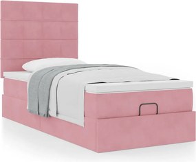 Osmanský rám postele s matracemi růžová 80x200cm samet 3313438