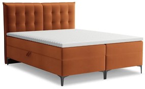 Boxspring postel s úložným prostorem 140x200 cm v terakotové barvě Mikana – Makamii
