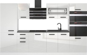 Kuchyňská linka Belini Premium Full Version 300 cm bílý lesk s pracovní deskou MILA INF MILA/0/WT/W/B/B1