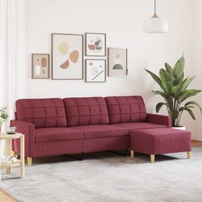 3místná pohovka s podnožkou vínová 210 cm textil 3278255