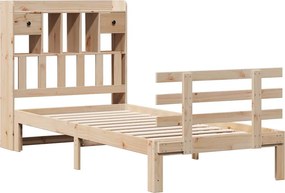 Postel s knihovnou bez matrace 90 x 190 cm masivní borovice 3322782