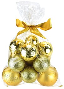Vánoční koule v sáčku, assort, zlaté, 14 ks