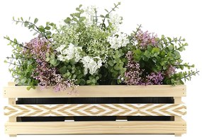 AMADEA Dřevěný obal na tři květináče s motivem kosočtverců, 47x17x15cm, dřevěný květináč