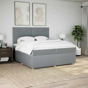 Box spring postel s matrací světle šedá 200 x 200 cm textil 3294463