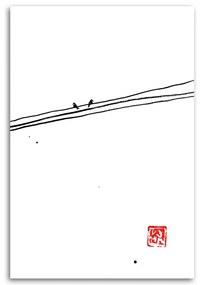 Gario Obraz na plátně Ptáci na drátě - Péchane Rozměry: 40 x 60 cm