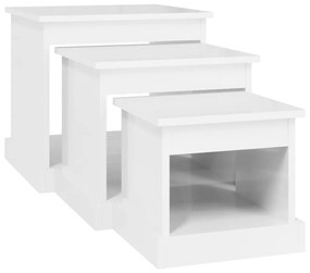 Konferenční stolky 3 ks bílé s vysokým leskem kompozitní dřevo - Default Title