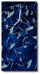 Skleněné hodiny vertikální Zvířata Modré ryby