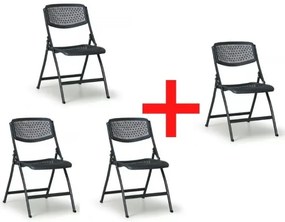 Skládací židle CLICK 3+1 ZDARMA, černá