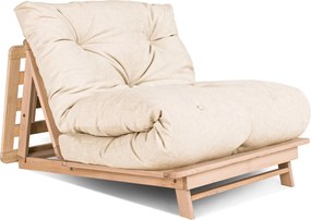 Marior Home  Rozkládací futonové křeslo / pohovka Layti - 90 cm / Krémová / Přírodní buk olejovaný