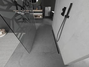 Mexen Kioto, průchozí sprchová zástěna 130 x 200 cm, 8mm sklo čiré/bílý vzor, 2x černá stabilizační rozpěra, 800-130-002-70-85