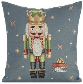 VÁNOČNÍ GOBELÍNOVÁ DEKORAČNÍ POVLAK NA POLŠTÁŘ NUTCRACKER 45X45 CM VZOROVANÁ