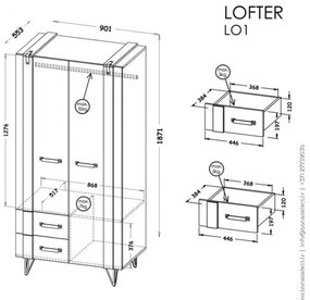 Dolmar Šatní skříň Lofter LO1