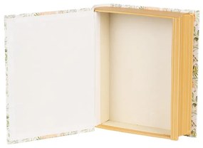 Bílý úložný box ve tvaru knihy s oranžovými květy – 17x14x5 cm
