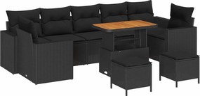 Sada zahradních pohovek s polštářem 13 pcs Černá polyratan 3363549