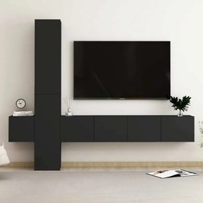vidaXL 5dílný set TV skříněk dřevotříska [3078655] Barva: Černá