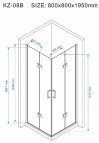 BPS-koupelny Čtvercový sprchový kout HYD-SK08B 80x80 černý/transparent + vanička HYD-OSV-SXL02A černá