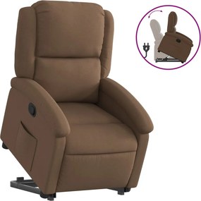 Zvedací polohovací křeslo hnědé textil 3204168