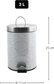 MSV DECORS pedálový odpadkový koš 3 L / ocel / vlnkovaný motiv