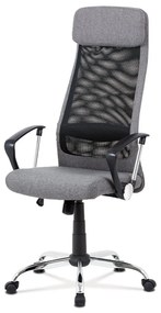 Kancelářská židle KA-V206 Šedá látka, černá MESH, houpací, kříž chrom
