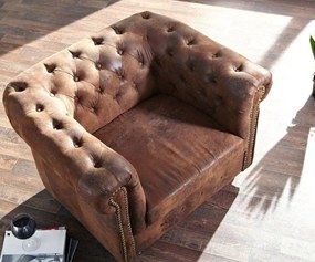 ASKONT Chesterfield Bis hnědé Křeslo s puncy