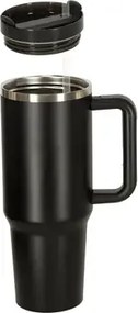 KIK černá / Termohrnek s brčkem / 1200 ml / dvojitá stěna / brčko