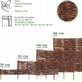 Zahradní Palisáda 60 cm x 30 cm 5 Kusů Proutěný Plot Obrubník Výrobce