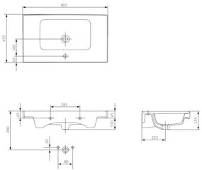 Cersanit K114-017 - Zápustné umyvadlo CREA 44,5x80,5 cm keramika/lesklá bílá