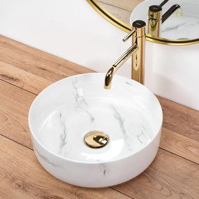 Rea Sami Nature Marble, umyvadlo na desku 360x360x115 mm, bílá-imitace kamene, REA-U6606