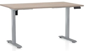 Výškově nastavitelný stůl OfficeTech B, 120 x 80 cm, šedá podnož, dub