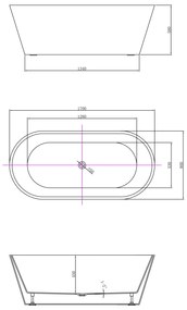 Polysan Polysan, AZRA volně stojící vana 170x80x58cm, bílá, 68631
