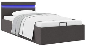 Rám postele s úložným prostorem LED tmavě šedý textil 100x200cm 285601