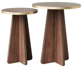 Sada konferenčních stolků Mushroom Gold and Walnut, 2 ks