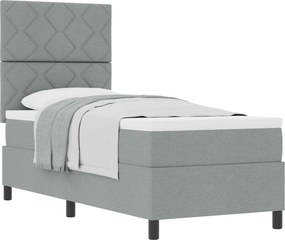 Postel s boxspringem s čelo Světle šedá 80 x 200 cm textil 3339420