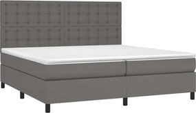 Box spring postel s matrací šedá 200x200 cm umělá kůže 3142867