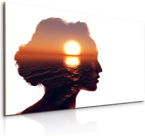 Obraz žena v západu slunce Velikost (šířka x výška): 150x100 cm